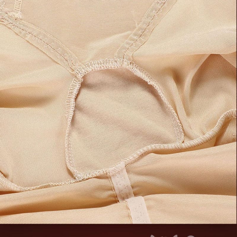 Beige open-bust style elastic strappy sleeve multi-layer waist slimming ...